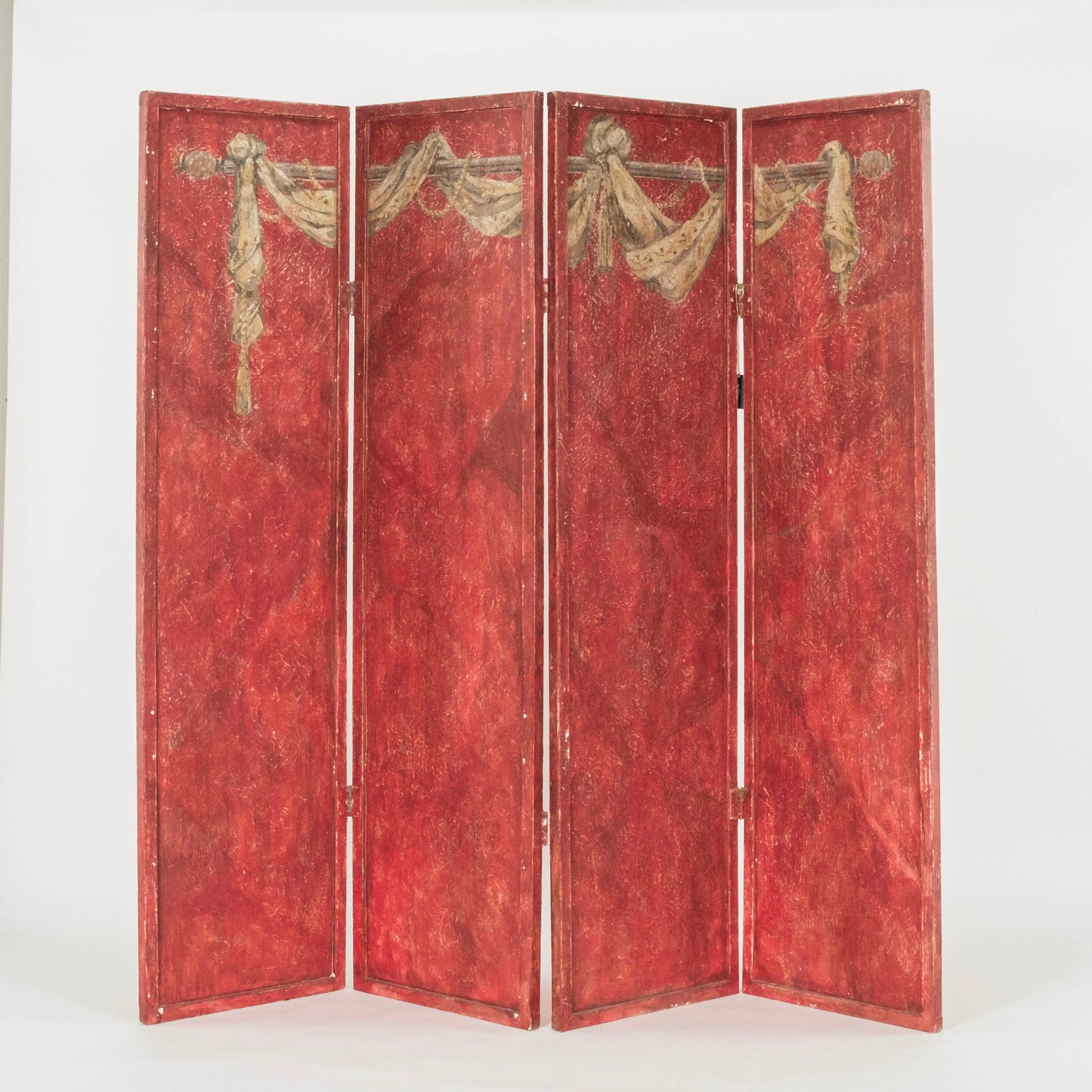 Red Neoclassical Style 4 Panel Folding Screen – Moxie Interiors