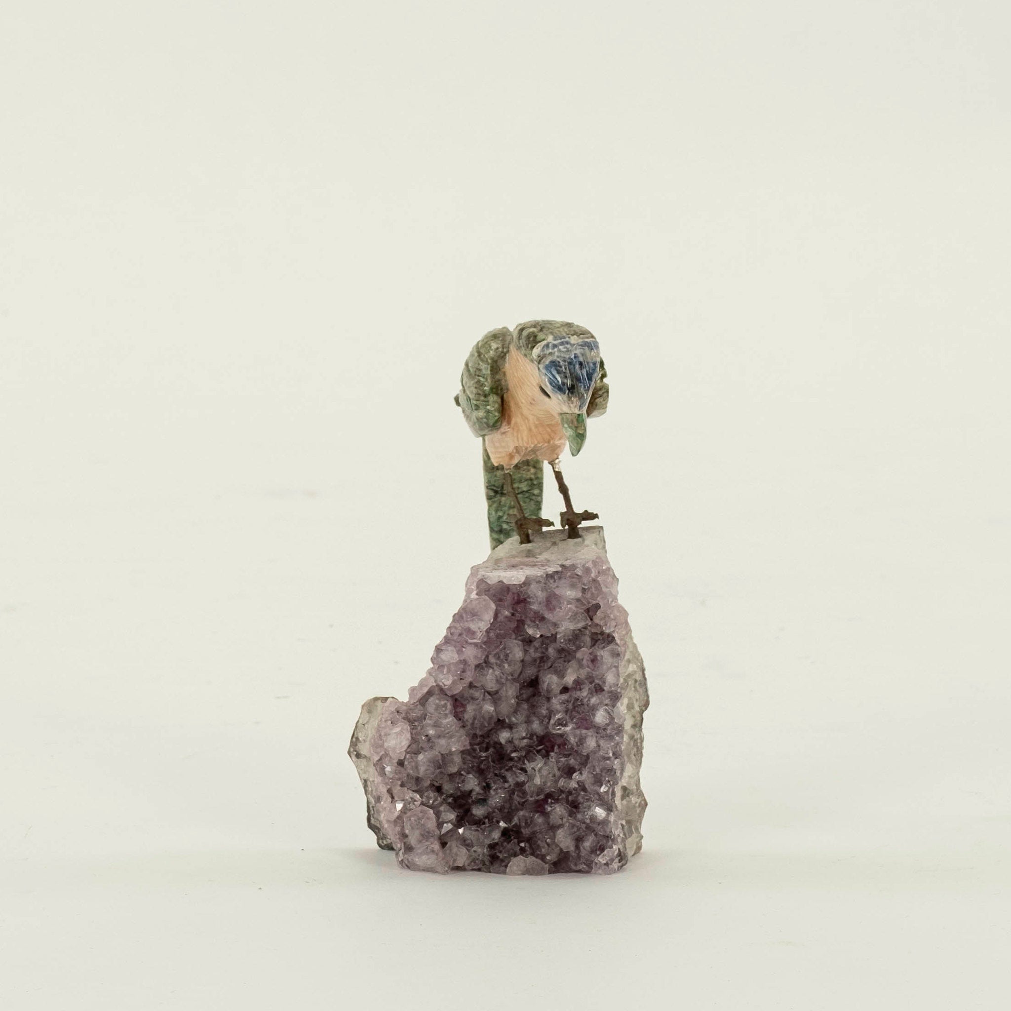 Carved Green Agate Parrot on Amethyst Base – Moxie Interiors
