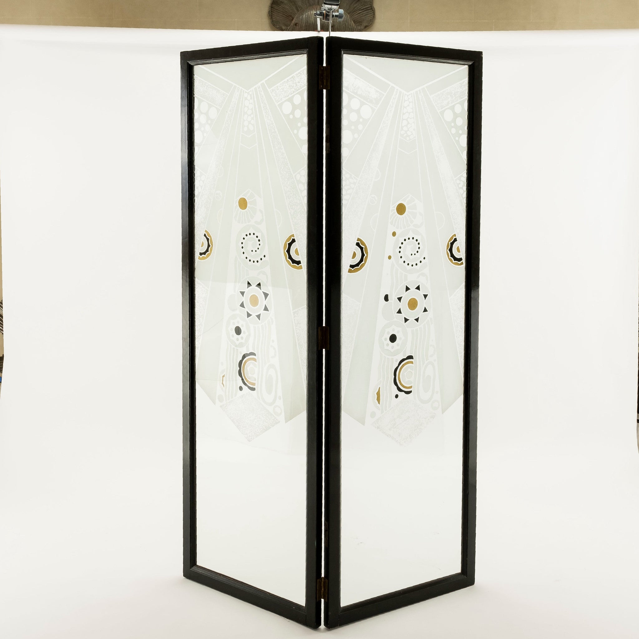 Four Art Deco Etched Glass Panel Screens – Moxie Interiors
